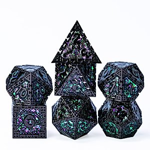 UDIXI Metal DND Dice Set, 7PCS Polyhedral D&D Dice Set Dragon d and d Dice for Dungeons and Dragons Role Playing Dice Game and Other Tabletop Game (Black 12)