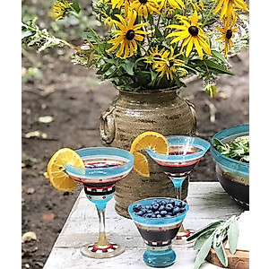Golden Hill Studio Hand Painted Margarita Glasses Set of 2 - Moroccan Mosaic Chalk Collection - Painted Glassware by USA Artists - Decorative Margarita Glasses, Personalize with Chalk, Table Décor