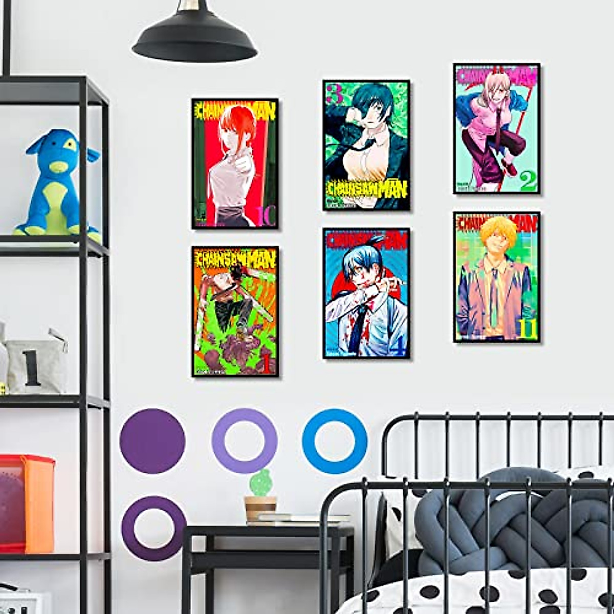 Chainsaw Man Poster - Set of 6 pcs Chainsaw Man Merch 8*12 Inch Frameless Canvas Poster Anime Wall Art Chainsaw Man Figure for Bedroom Decoration,Chainsawman Poster Anime posters for room aesthetic