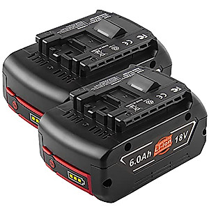 Labtec 2 Packs BAT609 18V 6000mAh Lithium Battery Replacement for Bosch 18V Battery BAT609 BAT610G BAT618G BAT619 BAT621 BAT620 Cordless Power Tool Battery