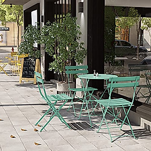 Grand patio 3-Piece Bistro Set Folding Outdoor Furniture Sets with Premium Steel Frame Portable Design for Bistro & Balcony, Mint Green