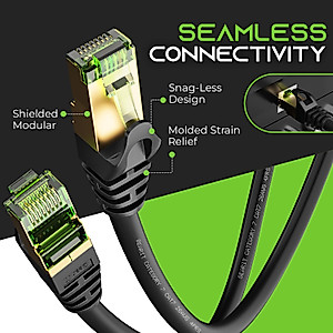 GearIT Cat7 Outdoor Ethernet Cable (100ft) SFTP Shielded Foil Twisted Pair, Pure Copper, LLDPE, Waterproof, Direct Burial, In-Ground, UV Resistant, POE, Network, LAN, Internet, Cat 7-100 Feet