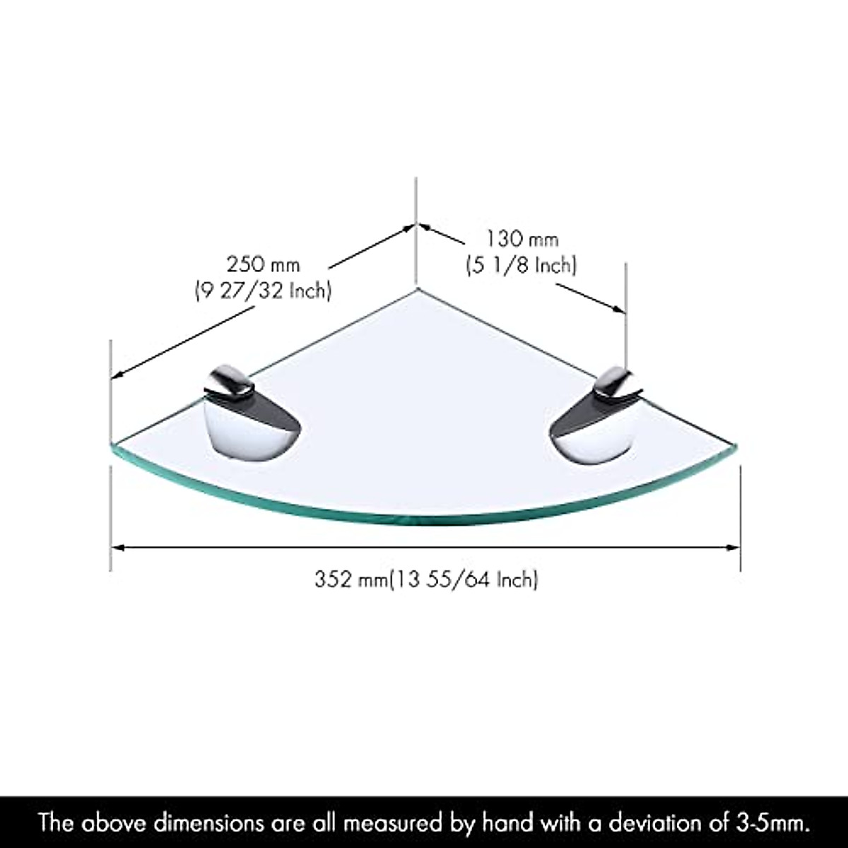 KES Tempered Glass Corner Shelf Bathroom Lavatory Triangular 8MM-Thick Wall Mount Polished Chrome, BGS3100