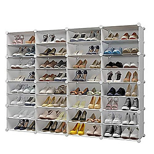 KOUSI 64-Pairs Shoe Organizer Shoe Rack Shoe Tower Storage Cabinet Storage Organizer Modular Shoe Cabinet, White