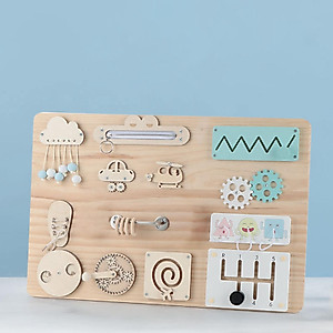 AMLESO Wooden Montessori Busy Board Activities Learn Their Shoes Activities Accessories for Preschool Kids Children