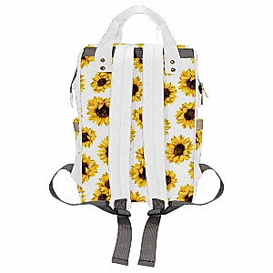 Personalized Name Diaper Bag Backpack for Baby, Custom Sunflower White Baby Bags for Boys & Girls Baby Daycare Bag Monogrammed Baby Shower Gifts