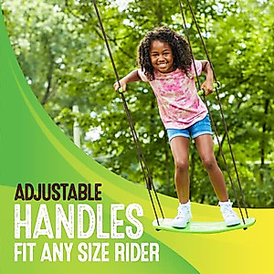 Swurfer Kick Stand Up Surfing Tree Swing Outdoor Swings for Kids Up to 150 Lbs - Hang from Up to 10 Feet High - Includes 24" SwingBoard, UV Resistant Rope, & Handles, Green