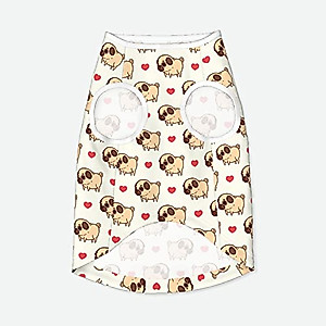 Funny Pug Dogs Pet Dog Cat Clothes Soft Cotton Dog Tee Shirts Cool Breathable Pet Vest for Medium Large Dogs Indoor and Outdoor Use