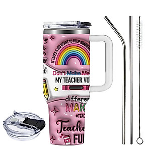 NIAXAUYT Teacher Appreciation Gifts, Birthday Gifts for Teachers Tumbler 40oz, Teacher Gift for Women Coffee Travel Cup, Best Teachers Gift for Teacher's Day Graduation Back to School Christmas, Pink
