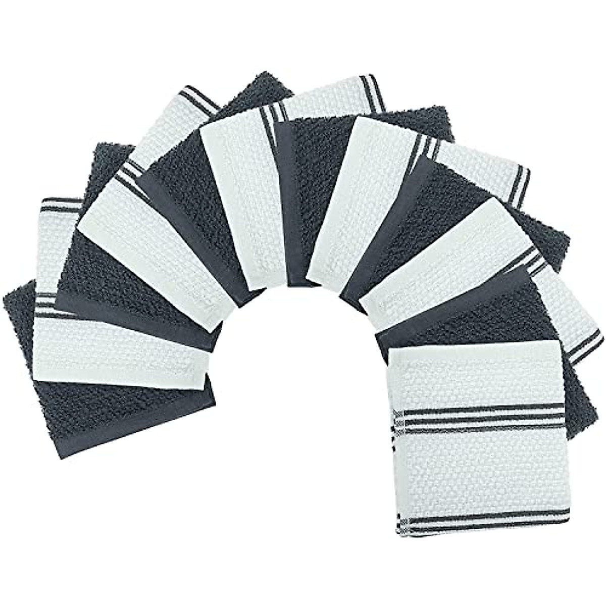 Oakias Terry Dish Cloths Grey (12 Pack, 12 x 12 Inches) – Cotton Dish Towels – Highly Absorbent & Quick Drying Kitchen Towels – Pop Corn Style…