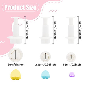 FVVMEED 3 Pieces Heart Biscuit Cutters Plunger Cutter Cookie Stamps Fondant Molds White Flower Embossing Spring Mold Printed Presses Mooncake Cupcake Gum Paste Sugar Craft Decorating Baking Tool
