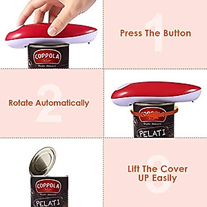 FlyBanbooElectric Can Opener, Restaurant can Opener, Smooth Edge Automatic Electric Can Opener Chef's Best Choice, Best Kitchen Gadget for Arthritis, Red, A239