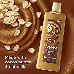 Caress Body Wash for Women, Cocoa Butter & Oat Milk, Shower Gel Moisturizing Body Wash Leaves Skin Feeling Instantly Moisturized, 18.6 oz, 6 Pack