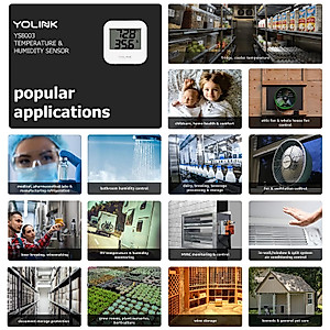 Smart Wireless Temperature Sensor/Humidity Sensor Wide Range (-22 to 158 Degrees) for Freezer Fridge Monitoring Pet Cage/Tank Monitoring, Smartphone Alerts, Compatible with Alexa IFTTT - Hub Included