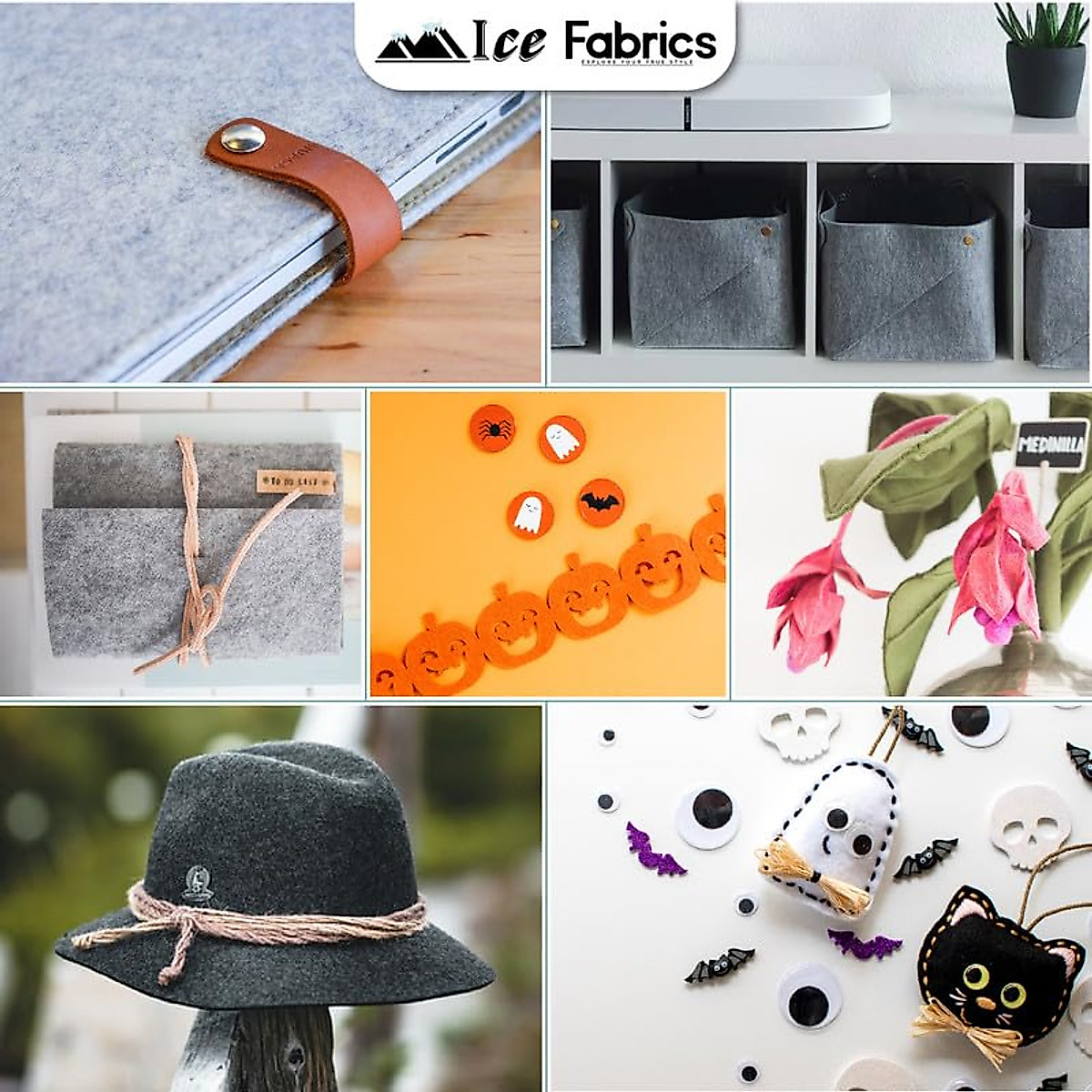 Ice Fabrics Craft Felt Fabric by The Yard - 72" Wide & 1.6mm Thick Acrylic Felt - Soft and Durable Red Fabric for DIY Arts & Crafts, Decorations and More - 1 Yard Red