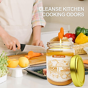 EL EastLane Orange & Vanilla Odor Eliminating Candles for Home Scented, Neutralizes Smoke, Food, and Pet Odors, Premium Soy Candles, Scented Candles Set for Women