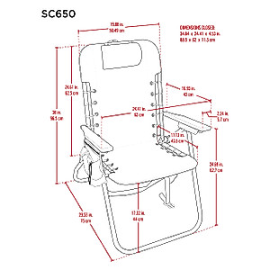 RIO Gear 4-Position Hi-Boy Backpack Beach Chair -Aluminum, Stripe