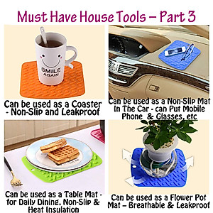 Potholder, Pot TrivetSilicone Pot Holders, Silicone Trivets, Pot Holders Heat Resistant, Hot Pad, Hot Bowl Holder, Jar Opener, Pot Spoon Holder, Non Slip, Dishwasher Available BPA Set of 6 (6.7x7in)