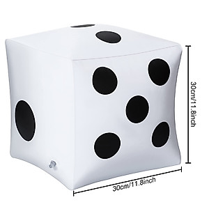 3 Pack Inflatable Dice Jumbo Giant Inflatable Dice Large Inflatable Dice Toy for Indoor Outdoor Broad Game Ludo Pool Party Favor(White,12 Inch)