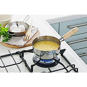 Yoshikawa YJ3367 Yukihira Pot, 5.5 inches (14 cm), For Gas Stoves, Stainless Steel, Made in Japan, One-Handed Pot, Tsubamesanjo, Double-Side Pourer, Milk Pan
