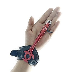 xxiaojun Adjustable Wristband Release, Index Finger Release, Composite Bow, 360 degree rotatable Jaws, Automatic Closure, Bow and Arrow Archery Accessories, Archery Release Aids (red)