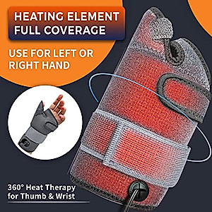 ELEKHEAL Wrist Thumb Brace Heating Pad for Arthritis and Carpal Tunnel Relief, Heated Wrap for Sprains Trigger Thumb, De Quervain's Tenosynovitis, Tendonitis Wrist Hand Pain Relief