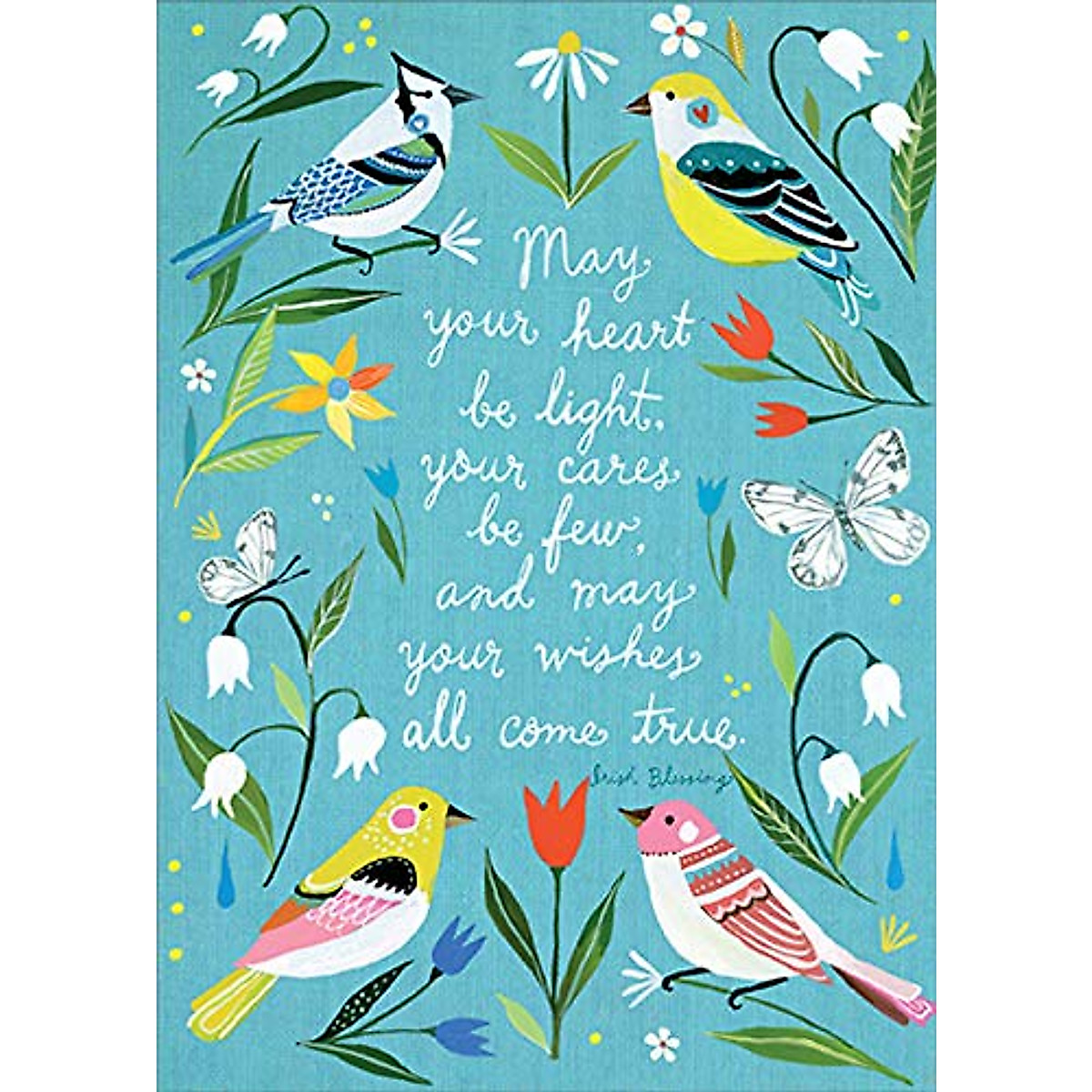 RSVP Birthday Greeting Card by Katie Daisy - Folk Art Birds : May Your Heart Be Light