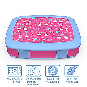 Bentgo Prints Insulated Lunch Bag Set With Kids Bento-Style Lunch Box (Rainbows and Butterflies)
