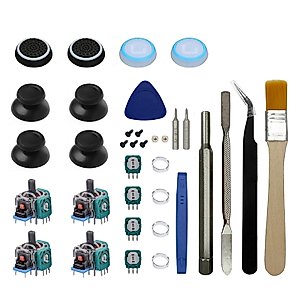 Onyehn 4pcs Analog 3D Joystick Thumbstick Replacement Parts with Screwdriver Repair Kits fit for Sony Playstation 4 PS4 Controllers
