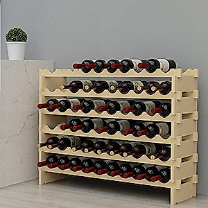 DlandHome 60 Bottle Capacity Stackable Storage Wine Rack 6-Tier Standing Bottles Wood Storage Shelf DUS-BY-WS002