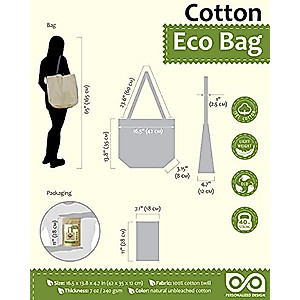 Personalized.Design Tote Bag ''Quidditch - Hogwarts. Est.1092'' - Harry Potter Cotton Canvas Organic Shoulder Craft Bag - Christmas Gifts Purse, Beige (ECBG-007)