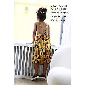 YOUNGER TREE African Baby Clothes Girl Dashiki Ankara Outfit Set (6-7 Years, Long Dress)