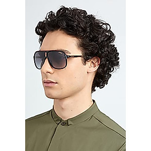 Carrera Modern Rectangular Sunglasses, Black (Black), 62