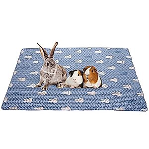 kathson Rabbit Cage Liners Washable Super Absorbent Sleep Pad Bed for Guinea Pig Small Animals Reusable Fleece Bedding Anti-Slip Mats for Bunny Hedgehog Kitten Chinchilla (27.5 x 70inch)