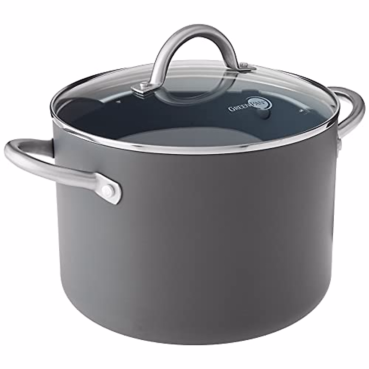 GreenPan Lima Hard Anodized Healthy Ceramic Nonstick 8QT Stock Pot with Lid, PFAS-Free, Oven Safe, Gray