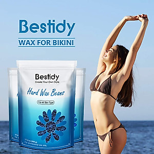 Bestidy Wax Beads, Bagged 500g/1.1lb/17.6oz, Waxing beans for Hair Removal, Women Men, Home Waxing for All Body and Brazilian Bikini Areas (500g)