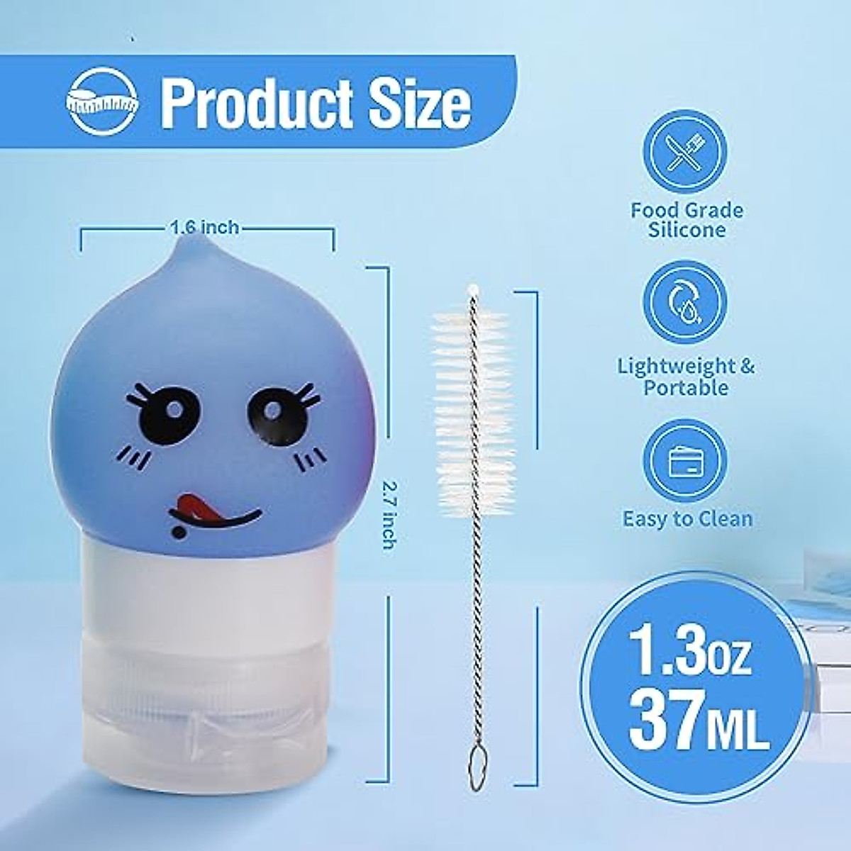 Timiuu 4-Pack 1.3Oz. Squeeze Salad Dressing Bottles with Cleaning Brush | Small Salad Dressing Container to Go | Portable Sauce Bottle Condiment Bottles | Food-grade Silicone, BPA Free