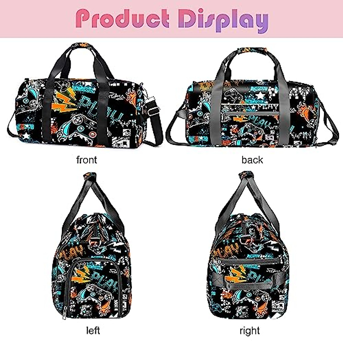 Kids Overnight Duffle Bag Boys Sport Gym Bag with Shoe Compartment & Wet Pocket, Carry On Weekender Travel Bag for Kid Boys