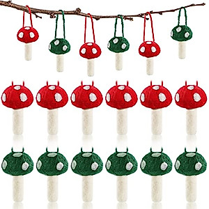 Tatuo 12 Pcs Felt Mushroom Ornaments Christmas Mushroom Hanging Ornaments Small Mushroom Ornament DIY Arts Crafts Supplies Mushroom Decor for Xmas Wedding Holiday Decoration, Red and Green