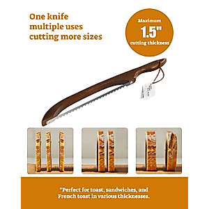 indirewash 16.5” Bread slicer for Homemade Bread, Serrated Bread Knife for homemade bread with Bow Design, Premium Bread Knife, Bread Slicer, Bread Cutter for Bagels, Baguettes, Dark Brown Color