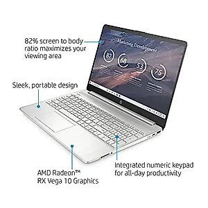 HP 15 Laptop, AMD Ryzen 7 3700U Processor, 8 GB RAM, 256 GB SSD, HD Display, Windows 10 Home (15-ef0022nr, Natural Silver)