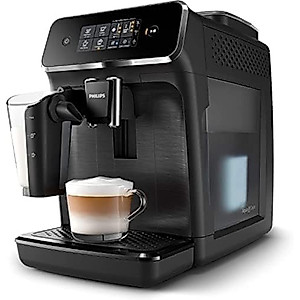 Philips 2200 Series Fully Automatic Espresso Machine, LatteGo Milk Frother, 3 Coffee Varieties, Intuitive Touch Display, 100% Ceramic Grinder, AquaClean Filter, Aroma Seal, Black (EP2230/14)