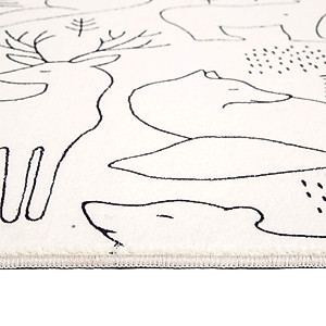 Levtex Home - Bailey Woodland - Rug/Carpet - 3 x 5 (36in. X 60in.) - Black and Cream - 100% Polyester - Woven Fabric Backing - Bedroom, Playroom, Family Room or Kids' Room