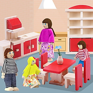 Toydaze The Wooden Dolls House Furniture Set Contains 35 Pieces of Dolls House Accessories for Girls and Boys Aged 3+