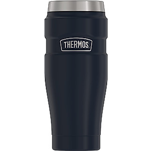 THERMOS Stainless King Vacuum-Insulated Food Jar, 24 Ounce, Midnight Blue Stainless King 16 Ounce Travel Tumbler, Matte Blue Bundle