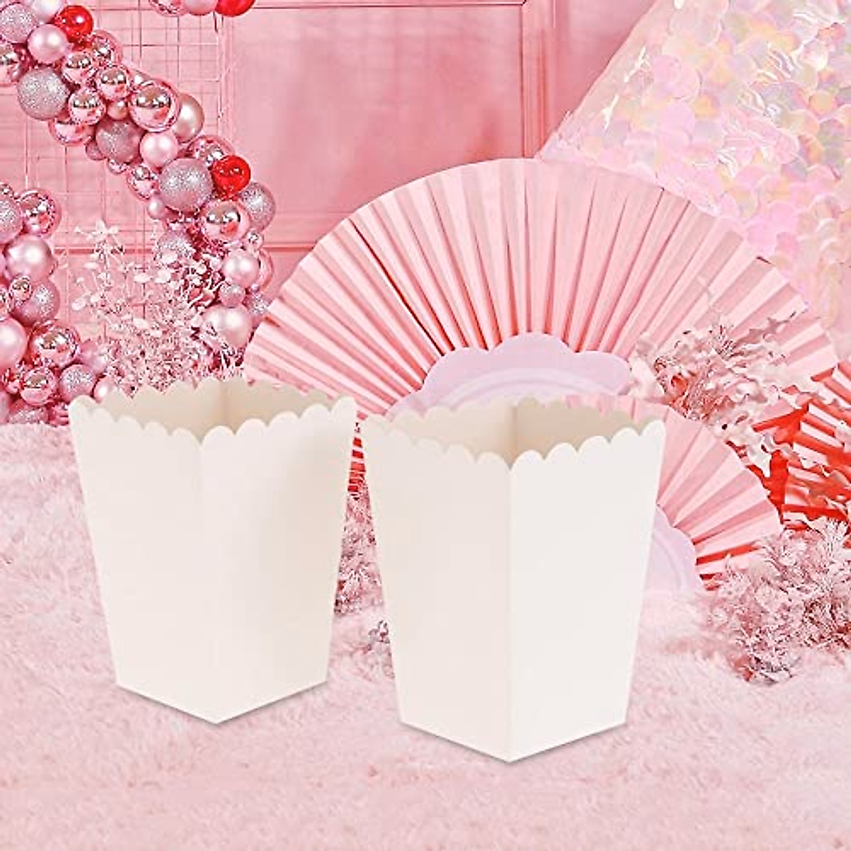 12 Pieces White Popcorn Boxes Paper Popcorn Bags Cardboard Popcorn Container for Party (12)