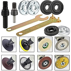 Eyech Drill Angle Grinder Adapter, 6mm &10mm Arbor Mandrel Adaptor with 2 Spanner Wrench and 3 Set Flange Nut Parts Set, Electric Drill Conversion Angle Grinder Connecting Rod Kit