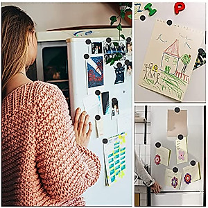 30 Pcs 10 x 2.6 mm Black Small Tiny Magnets | Refrigerator Magnets Round Brushed Nickel Style for Fridge,Office,Dry Erase Board,Whiteboard,Map,Magnetic Pins | Rare Earth Magnets