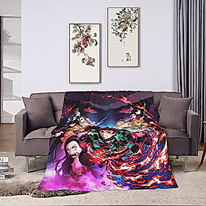 Anime Blanket Throw Flannel Fleece Blanket All Seasons Lightweight Air Conditioner Warm Blanket for LivingRoom/Bedroom/Sofa/Camping/Office/Chair Halloween Thanksgiving 50"x40"