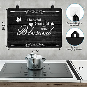 Stove Top Cover for Electric Stove (28.5”x 20.5”), Heat Resistant Glass Cooktop Cover, Multipurpose Stove/Counter/Washer Top Protector, Dishwasher Safe Natural Rubber (Thankful)